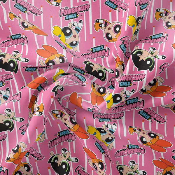 Powerpuff Girls-Girls Action Poses - Cotton-Pink – Fabrics 'N Crafts Canada