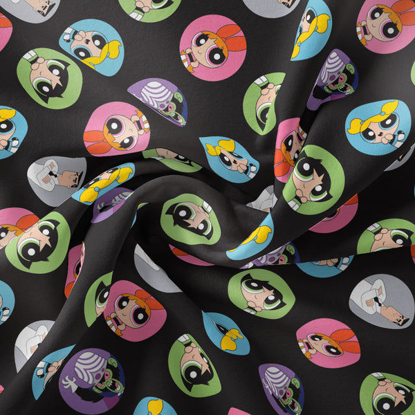 Powerpuff Girls-Character Coin Toss - Cotton-Black – Fabrics 'N Crafts ...