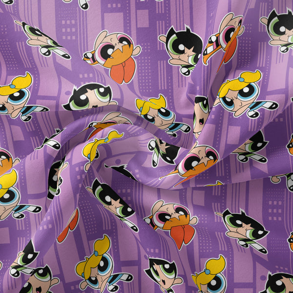 Powerpuff Girls-Fighting Crime - Cotton-Purple – Fabrics 'N Crafts Canada